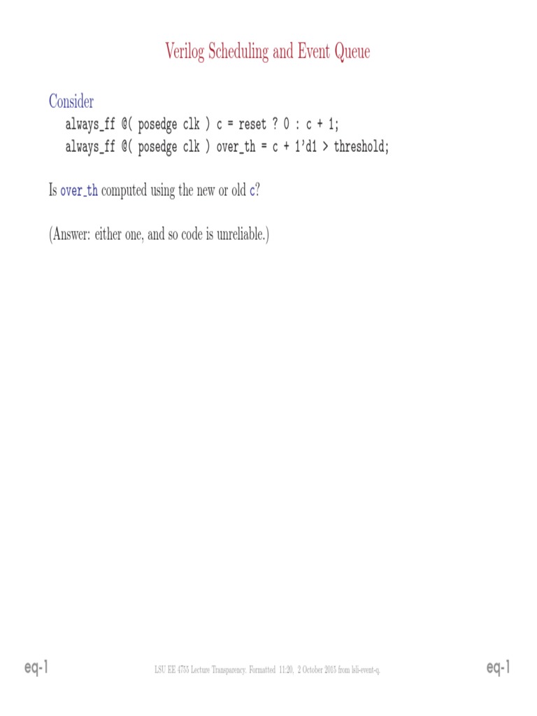 Verilog Scheduling and Event Queue: Consider | PDF | Software ...