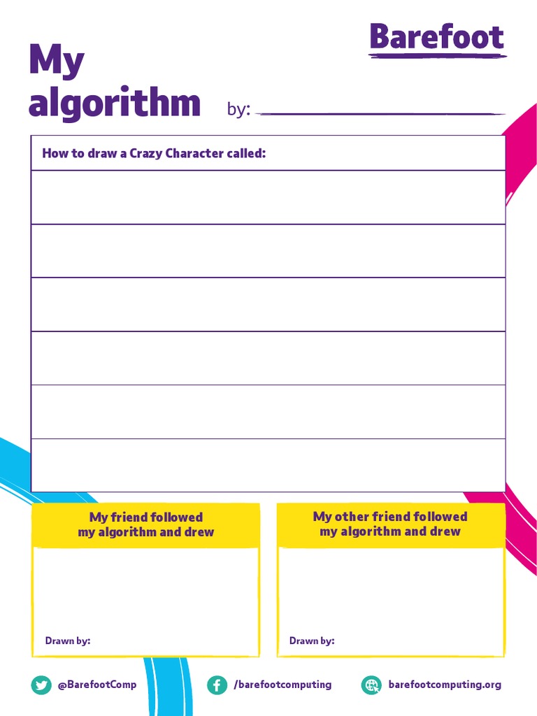 KS1 Crazy Character Algorithms Worksheet Barefoot Computing PDF | PDF