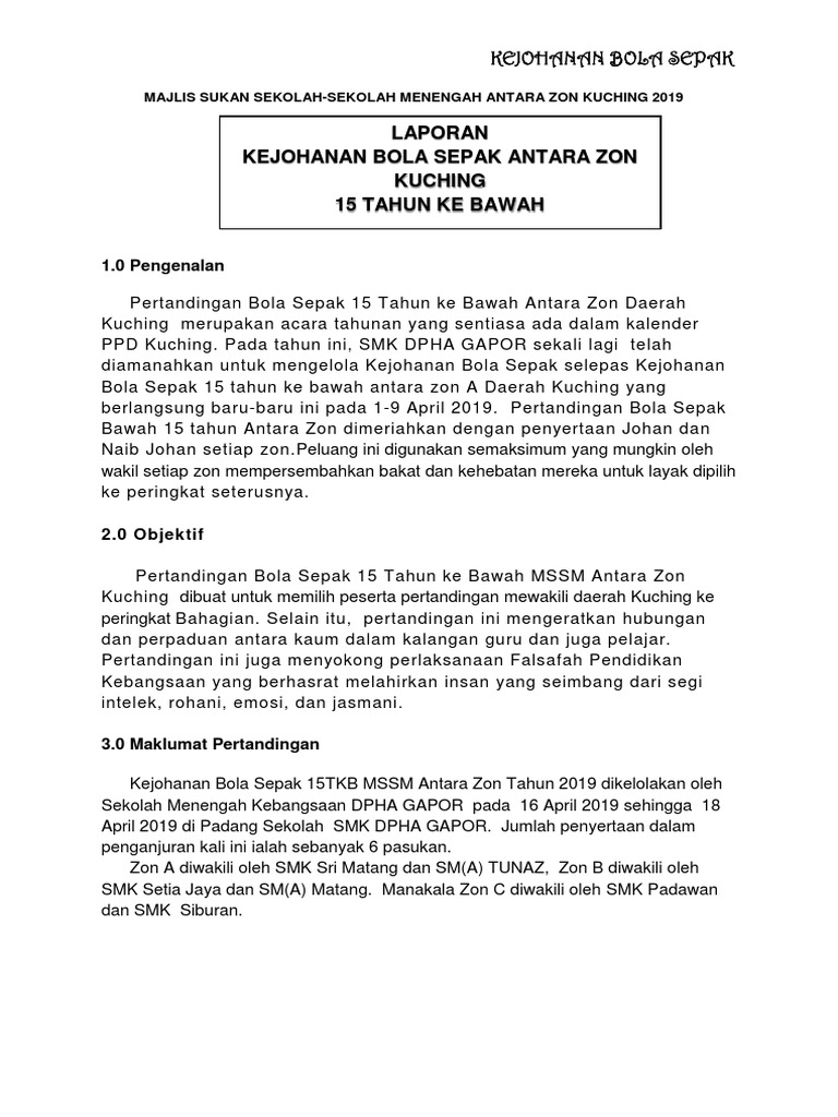 Contoh Laporan Bola Sepak | PDF