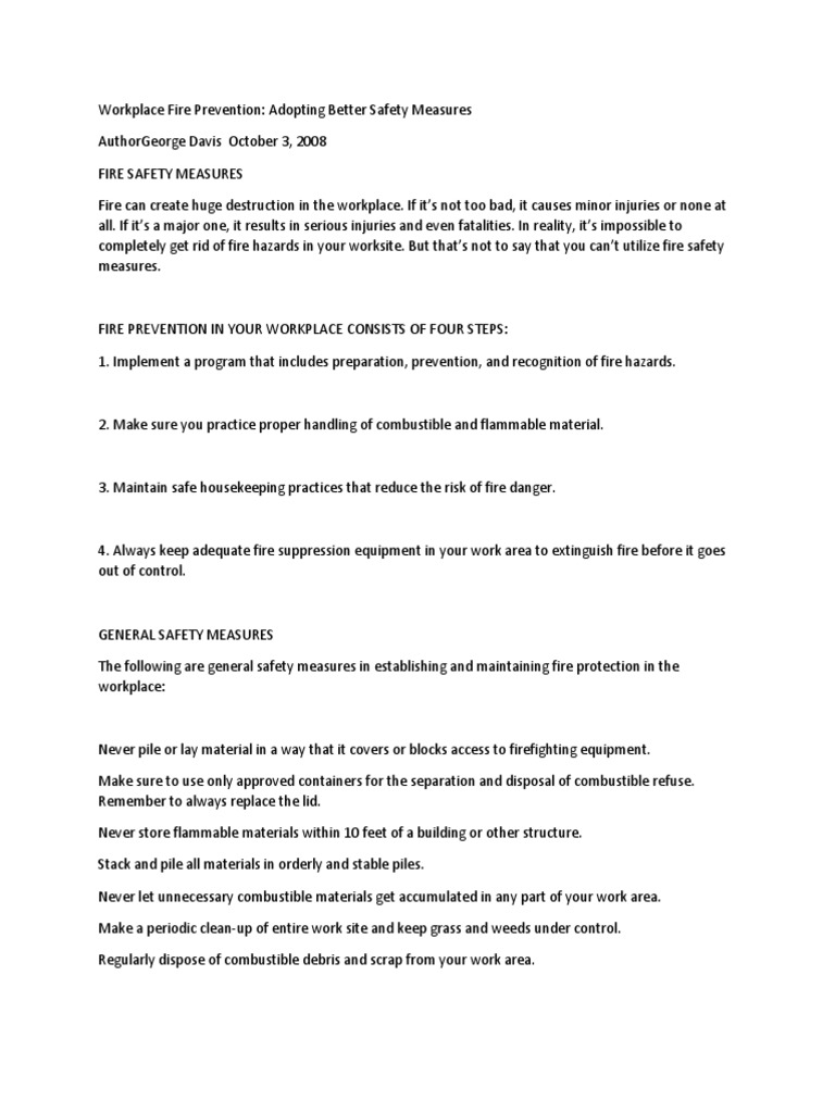 Workplace Fire Prevention | PDF | Fire Safety | Firefighting