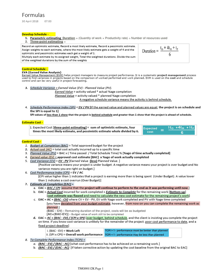 A Comprehensive Guide to Project Management Formulas for Estimating ...
