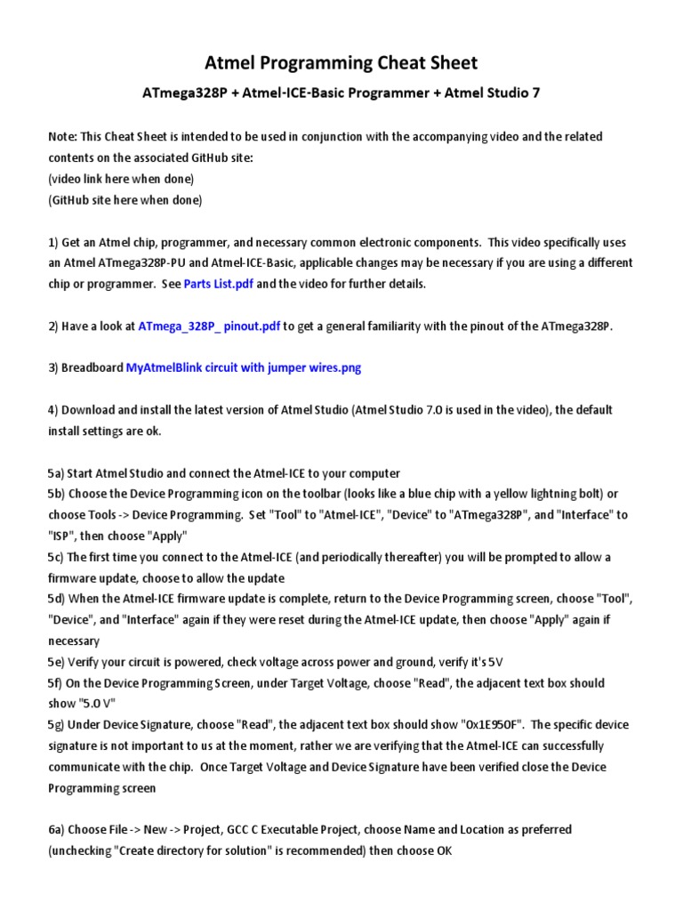 Atmel Programming Cheat Sheet | PDF | Computer Engineering | System ...