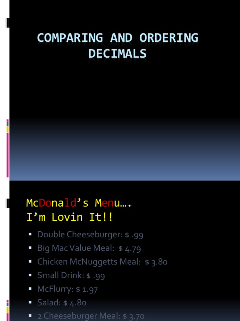 Comparing and Ordering Decimals Power Point | PDF | Numbers | Decimal