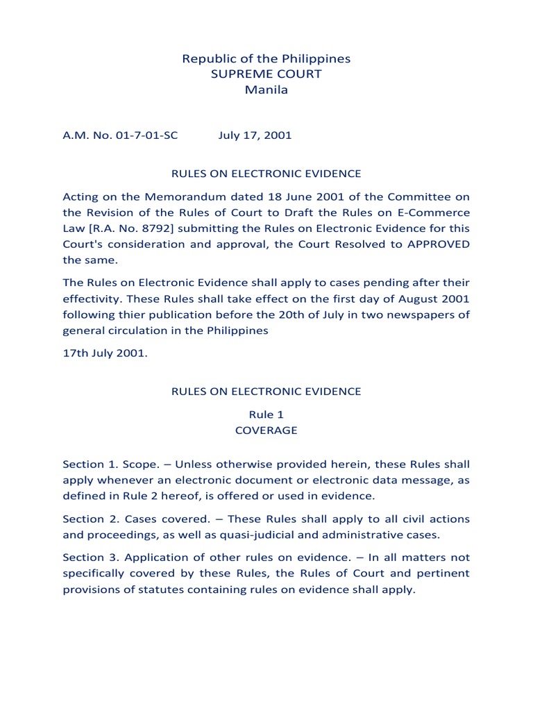 Rules On Electronic Evidence | PDF | Affidavit | Public Key Cryptography