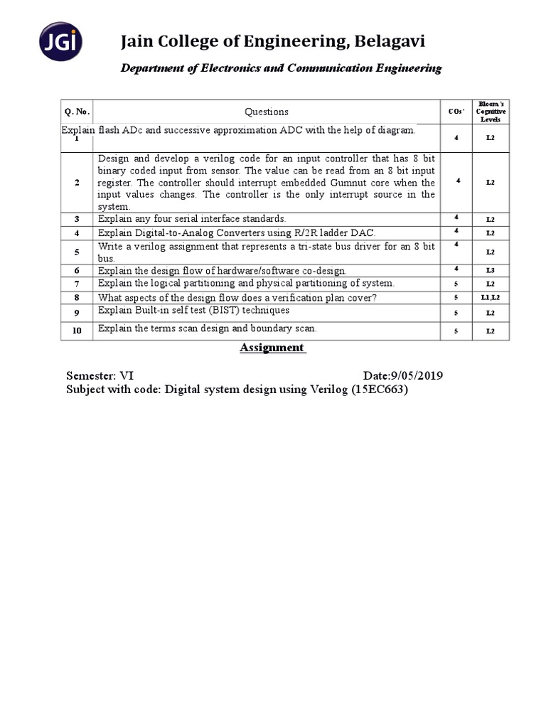 Digital Switching Design Using Verilog | PDF | Computers