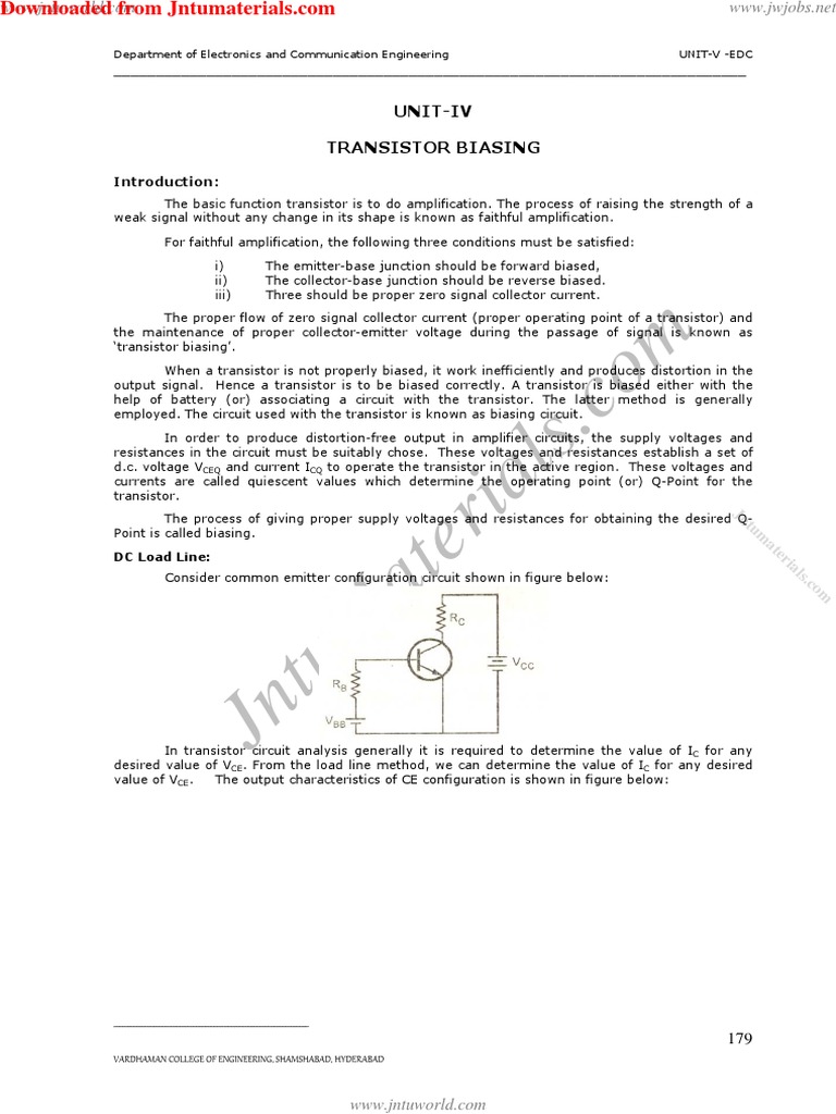 Unit-IV Transistor Biasing PDF | PDF | Amplifier | Transistor