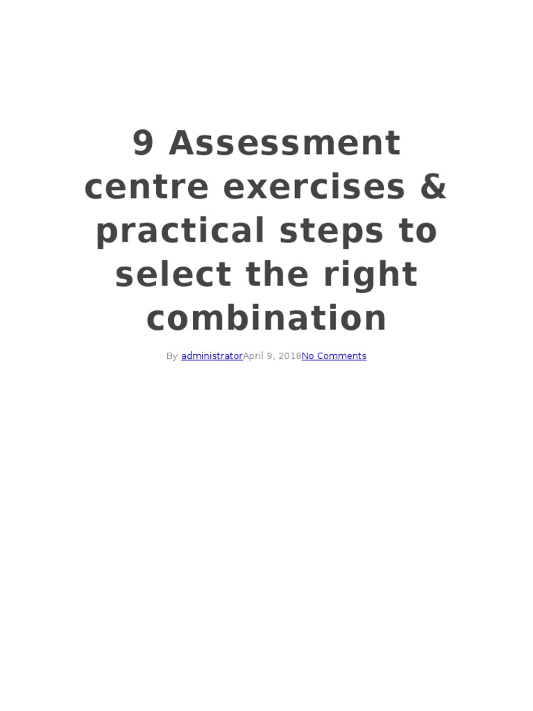 9 Assessment Centre Exercises | Download Free PDF | Competence (Human ...