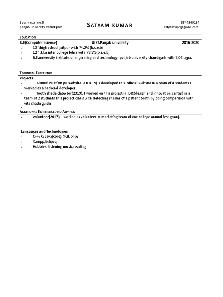 Satyam Resume | PDF