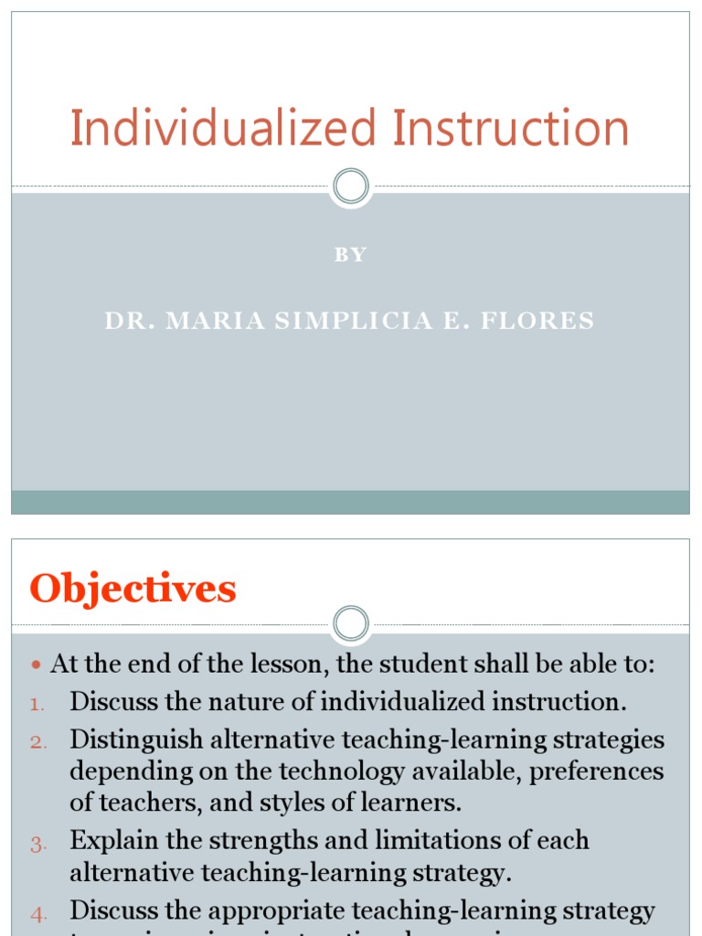 TL Lesson 15 Individualized Instruction | PDF | Instructional Design ...