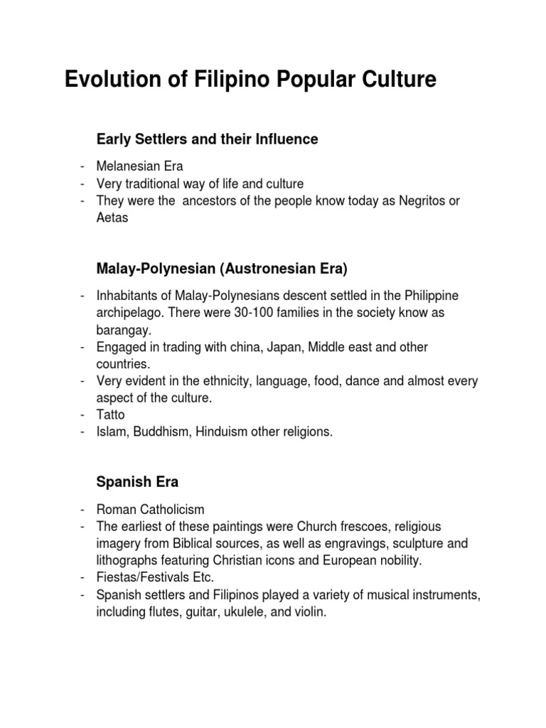 Evolution of Filipino Popular Culture Beng | PDF