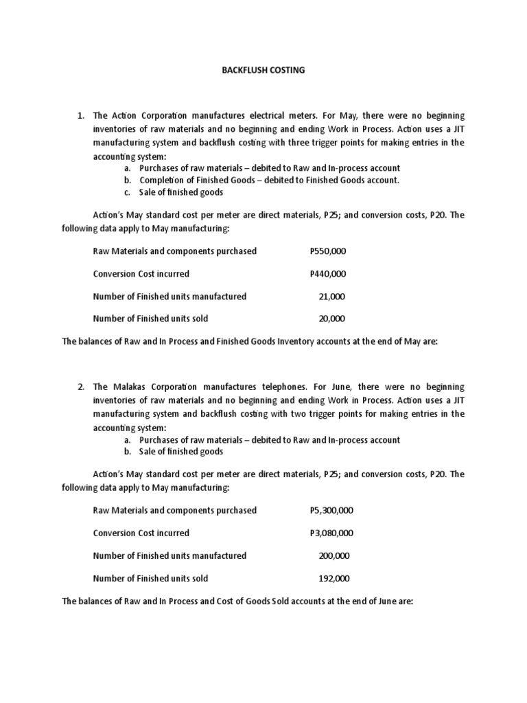 Backflush Costing1 | PDF | Inventory | Debits And Credits