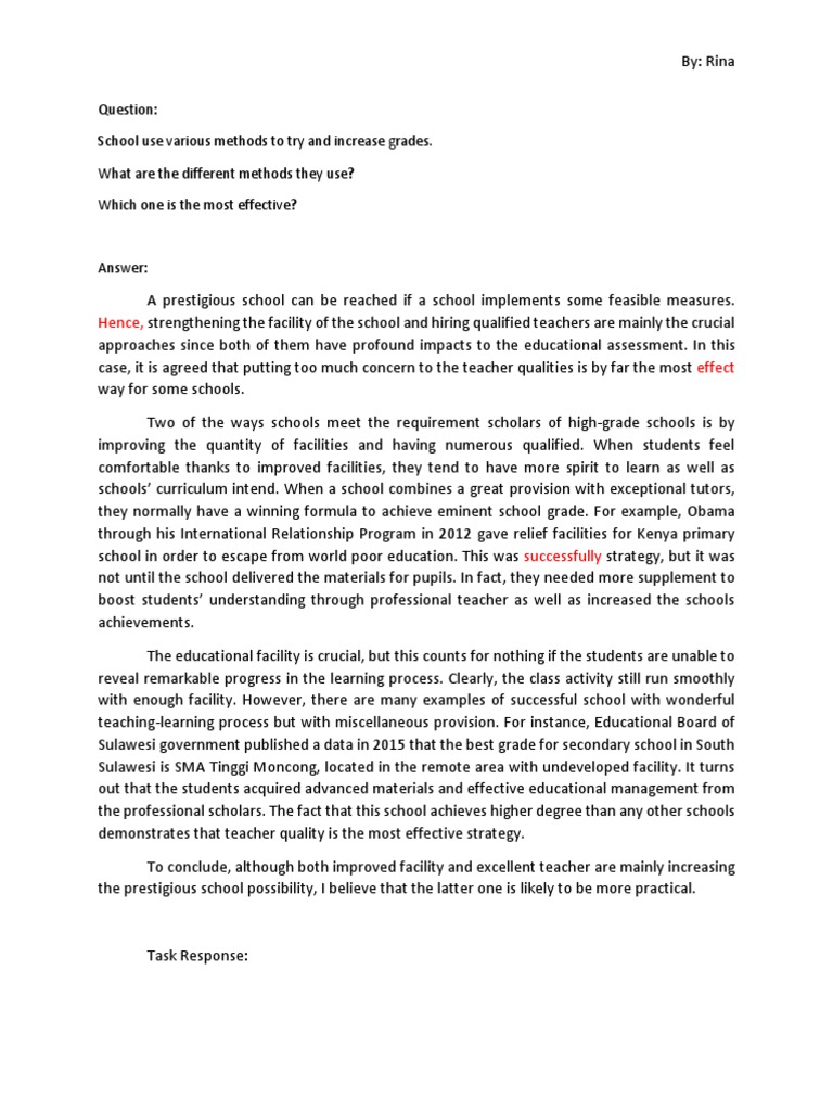 C2 Writing Task 2 RINA | PDF | Teachers | Educational Assessment