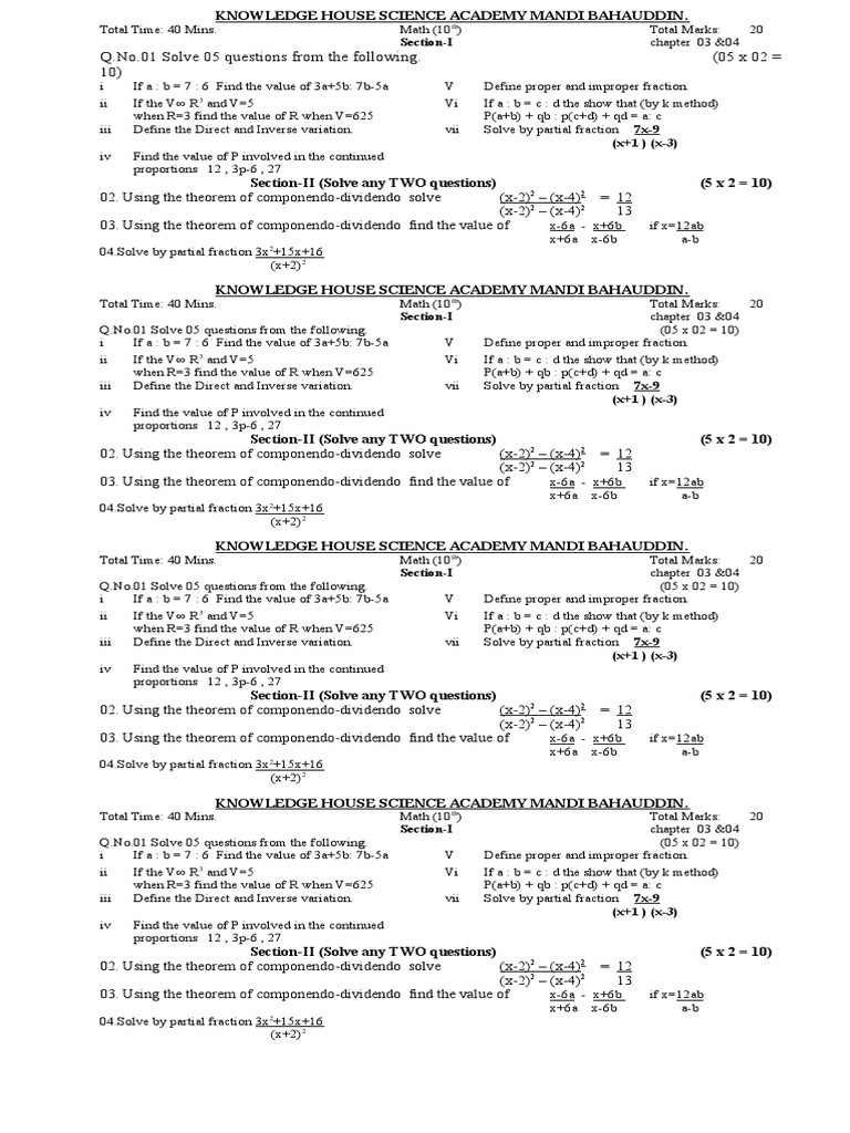 Q.No.01 Solve 05 Questions From The Following. (05 X 02 10) | PDF ...