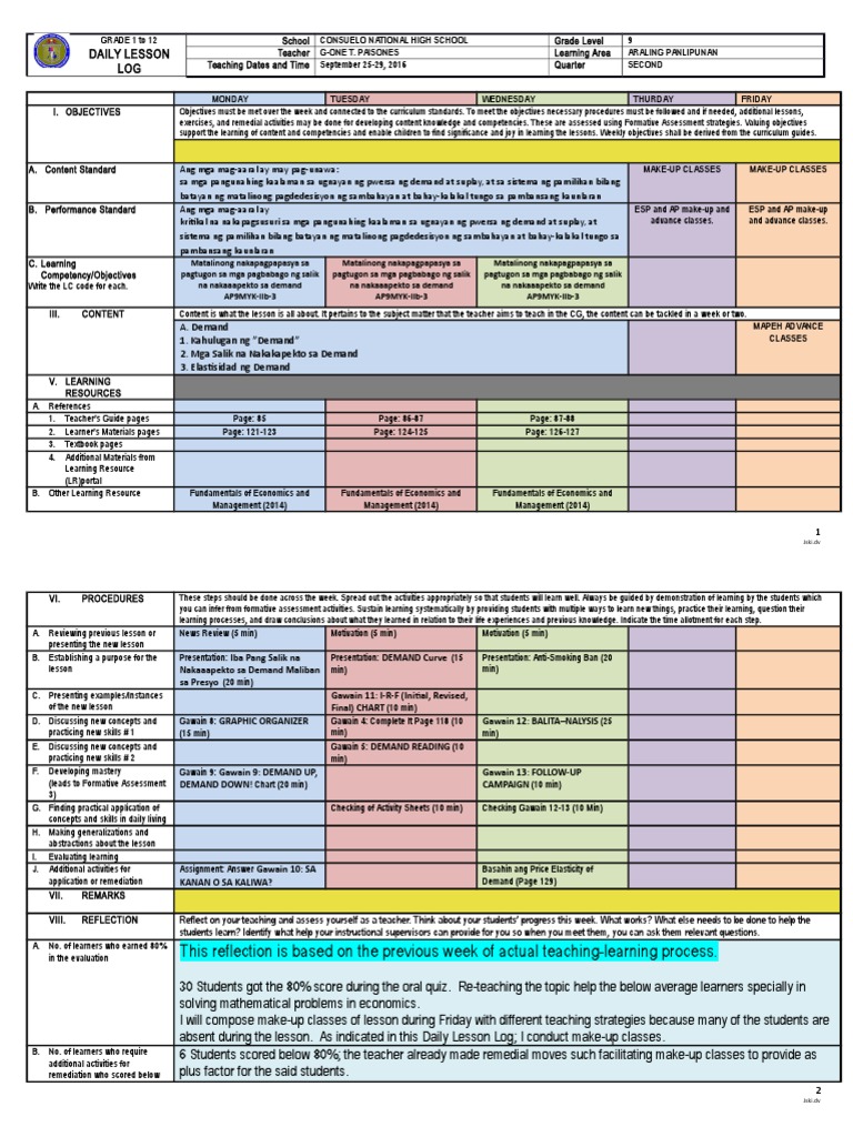 DLL - Araling Panlipunan-9 (Sept 26-30) | PDF | Pedagogy | Behavior Modification