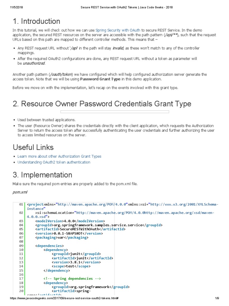 Secure REST Service With OAuth2 Tokens - Java Code Geeks - 2018 PDF | PDF | Representational ...