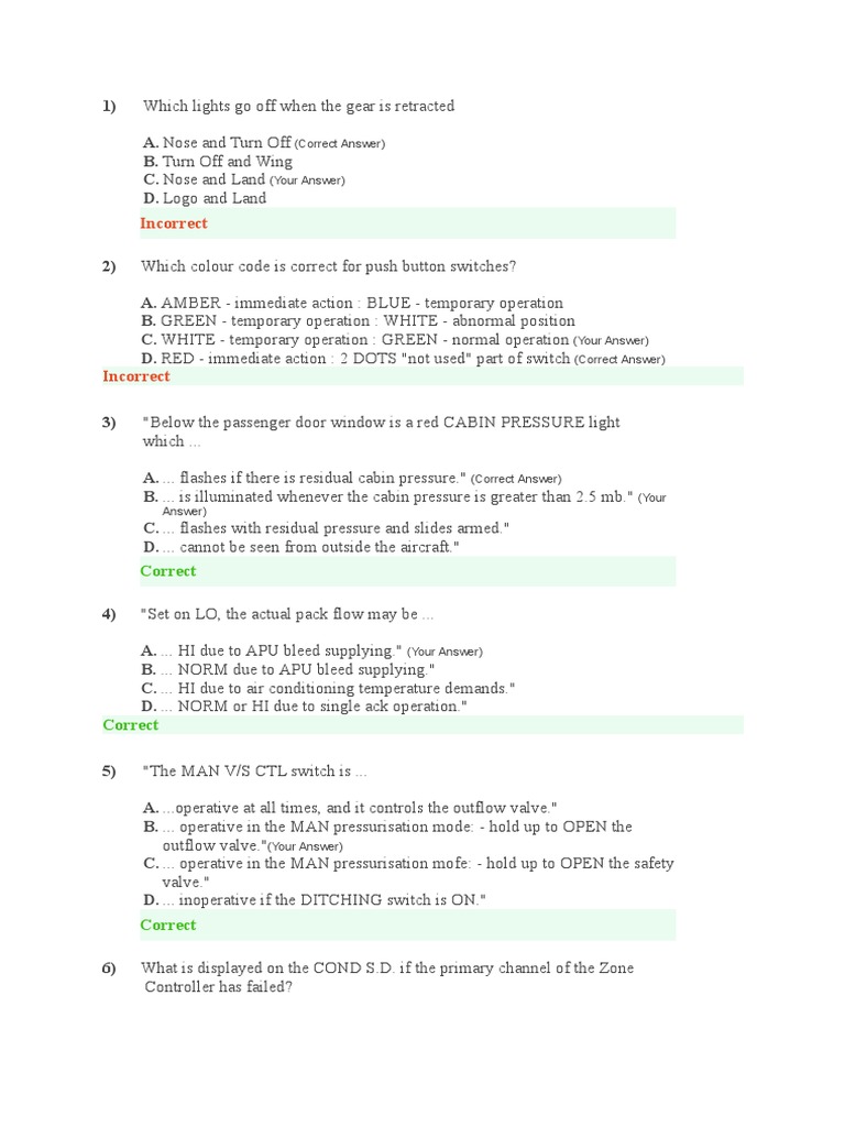 A320 Systems Quiz and Answers | PDF | Flap (Aeronautics) | Aircraft ...