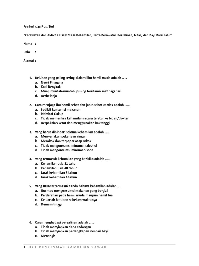 Pre Test Dan Post Test | PDF