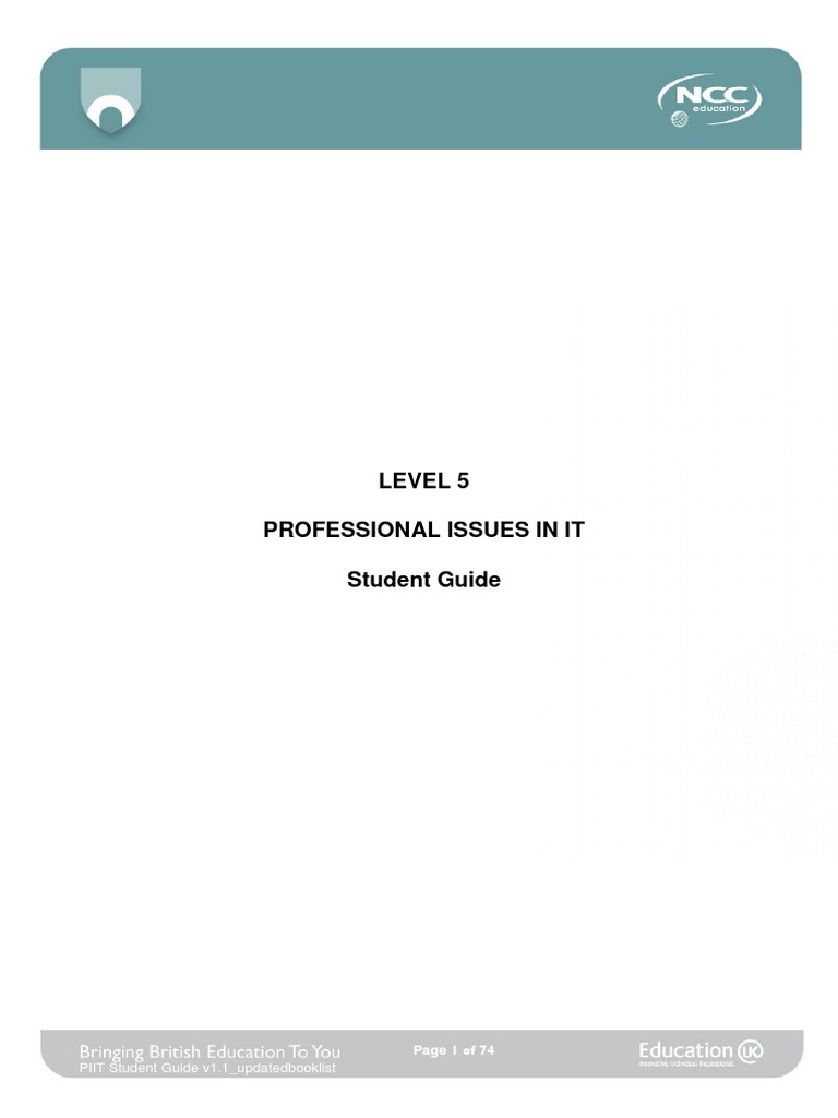 Level 5 Professional Issues in It Student Guide | PDF | Project ...