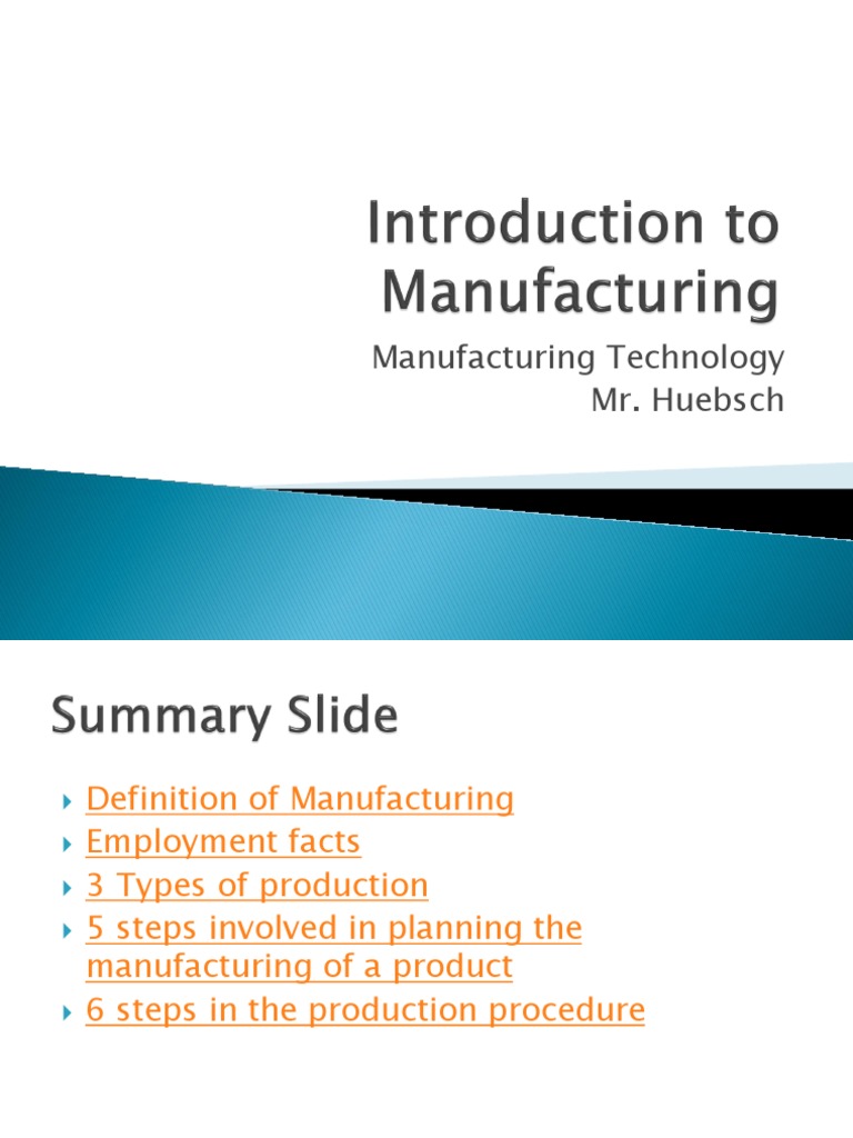 Introduction To Manufacturing | PDF