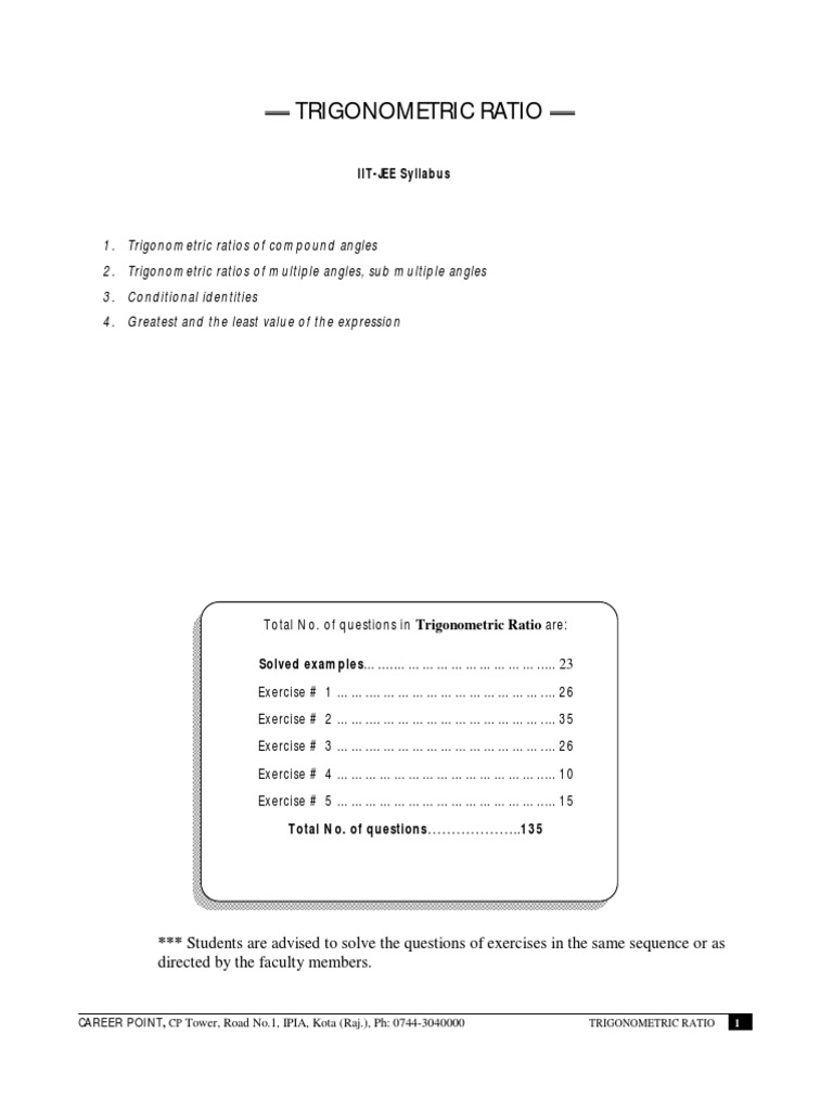 1 - Trigonometric Ratio (2012) | PDF | Trigonometric Functions | Sine