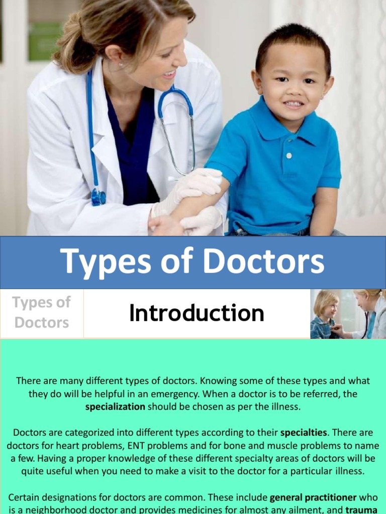 Types of Doctors | PDF | Surgery | Dentistry