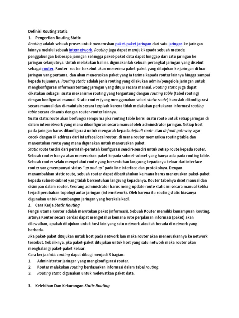 Definisi Routing Static | PDF