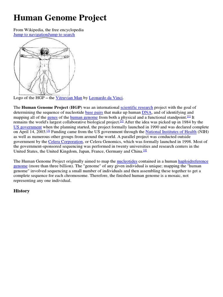 Human Genome Project Wiki | PDF | Human Genome | Dna Sequencing