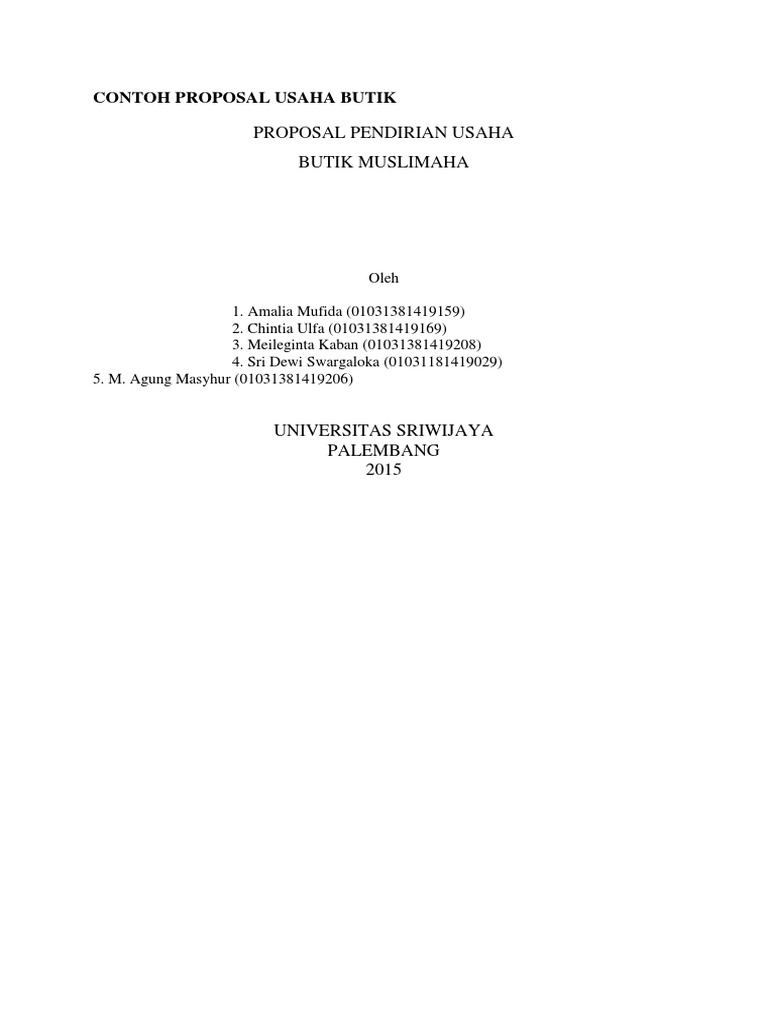 Proposal Butik Muslimah | PDF