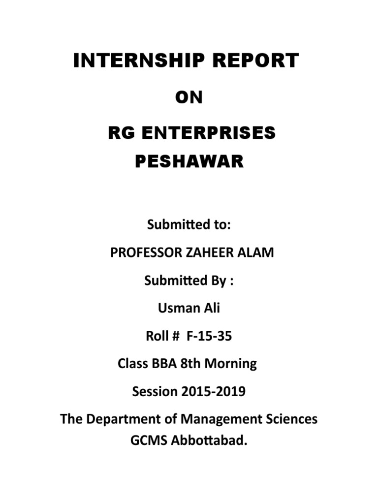 Internship Report: ON RG Enterprises Peshawar | PDF | Promotion ...