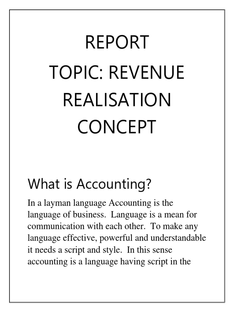 Revenue Realisation Concept Report | PDF | Revenue | Accounting