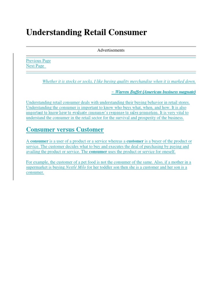 Understanding Retail Consumer | PDF | Retail | Merchandising