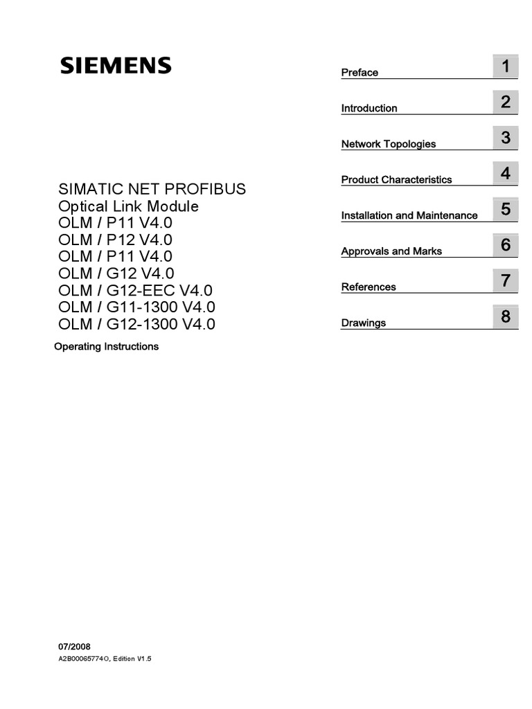 SIMATIC NET PROFIBUS Optical Link Module OLM Operation Manual | PDF ...