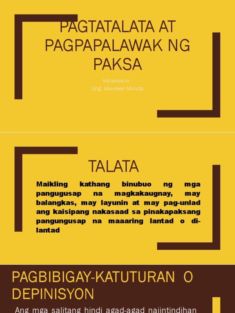 Pagtatalata at Pagpapalawak Ng Paksa