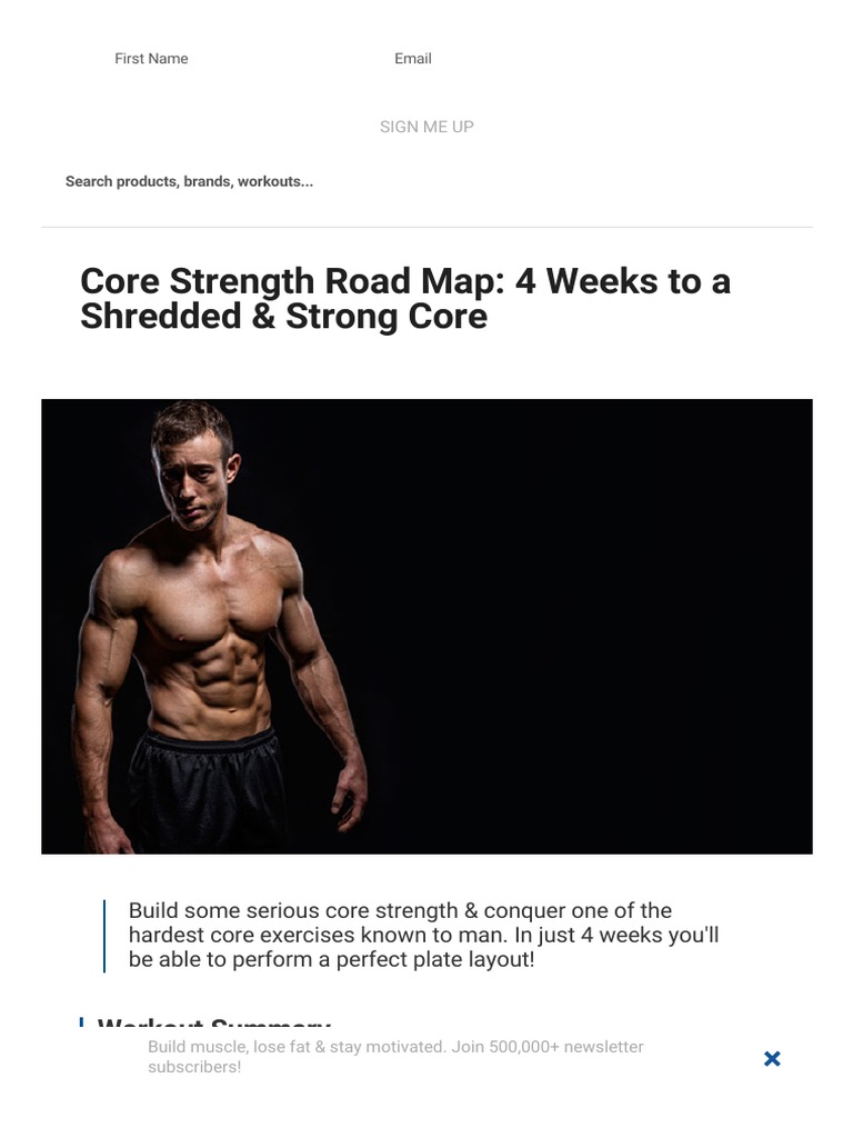 Core Strength Road Map - 4 Weeks To A Shredded & Strong Core | PDF ...