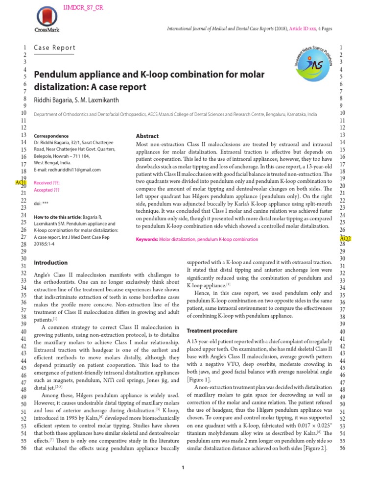 Pendulum Appliance Vs K-Loop IJMDCR - 87 - CR - 20180927 - V0 | PDF ...