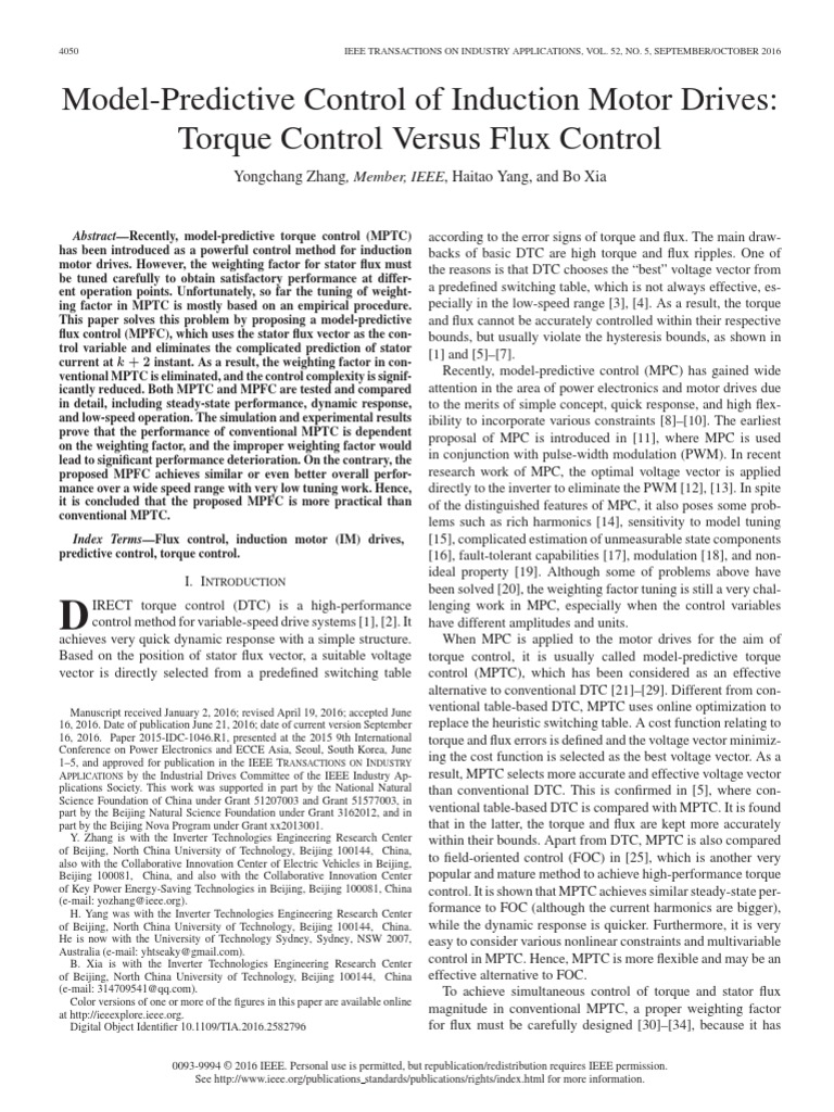 Model-Predictive Control of Induction Motor Drives: Torque Control ...