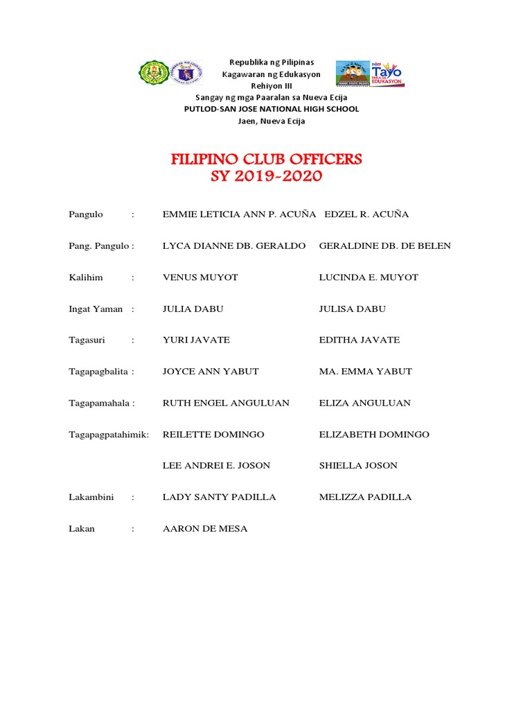 Officers Filipino Club | PDF | Philippines