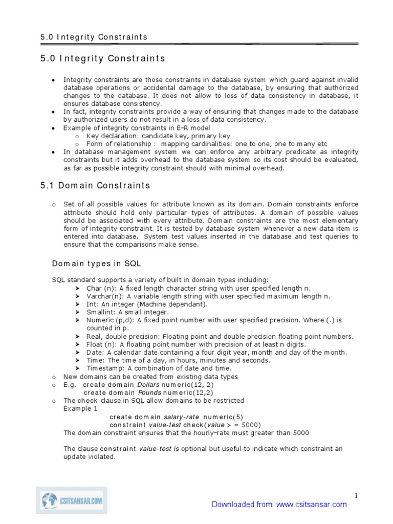 Integrity Constraints | PDF | Software Design | Databases