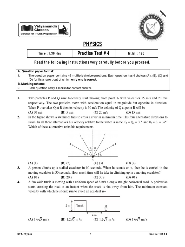 Physics Practice Test | PDF | Acceleration | Force