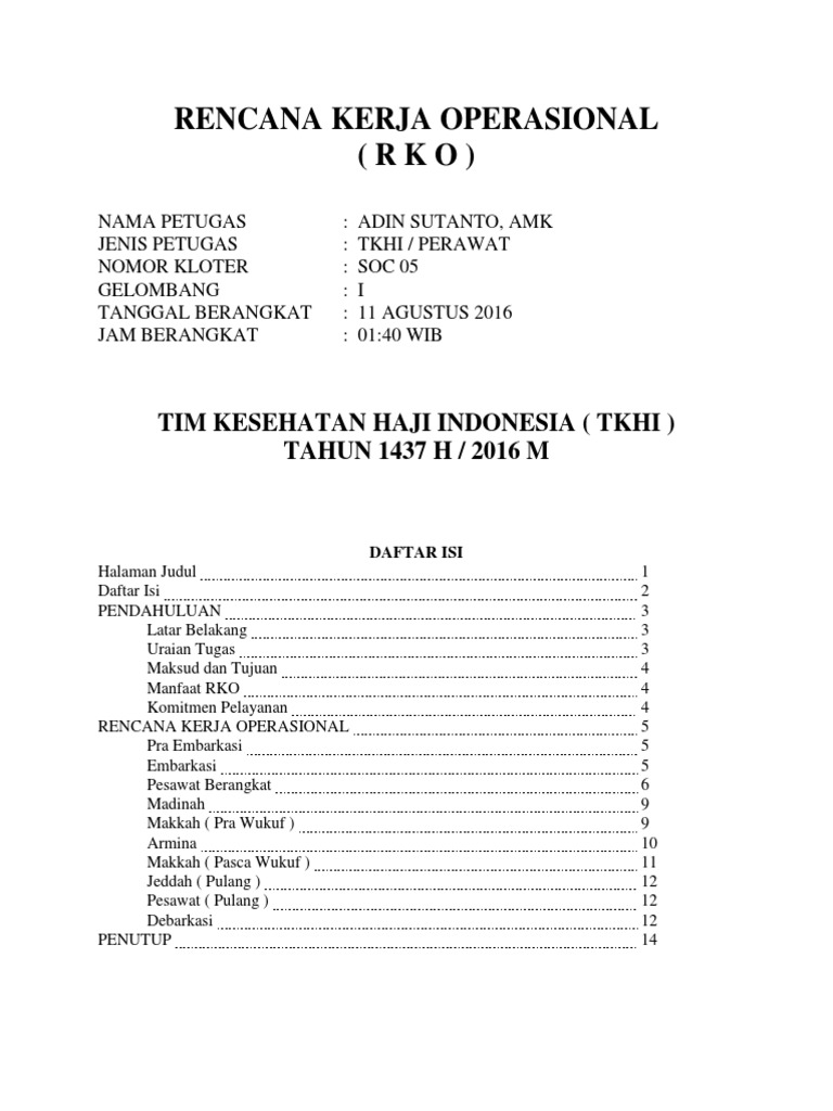 Rencana Kerja Operasional | PDF