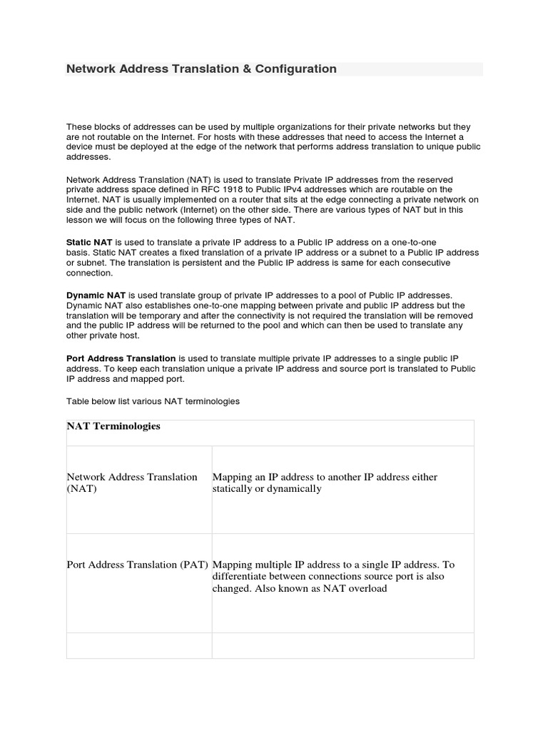 CCNA NAT Configuration | PDF | Ip Address | Router (Computing)