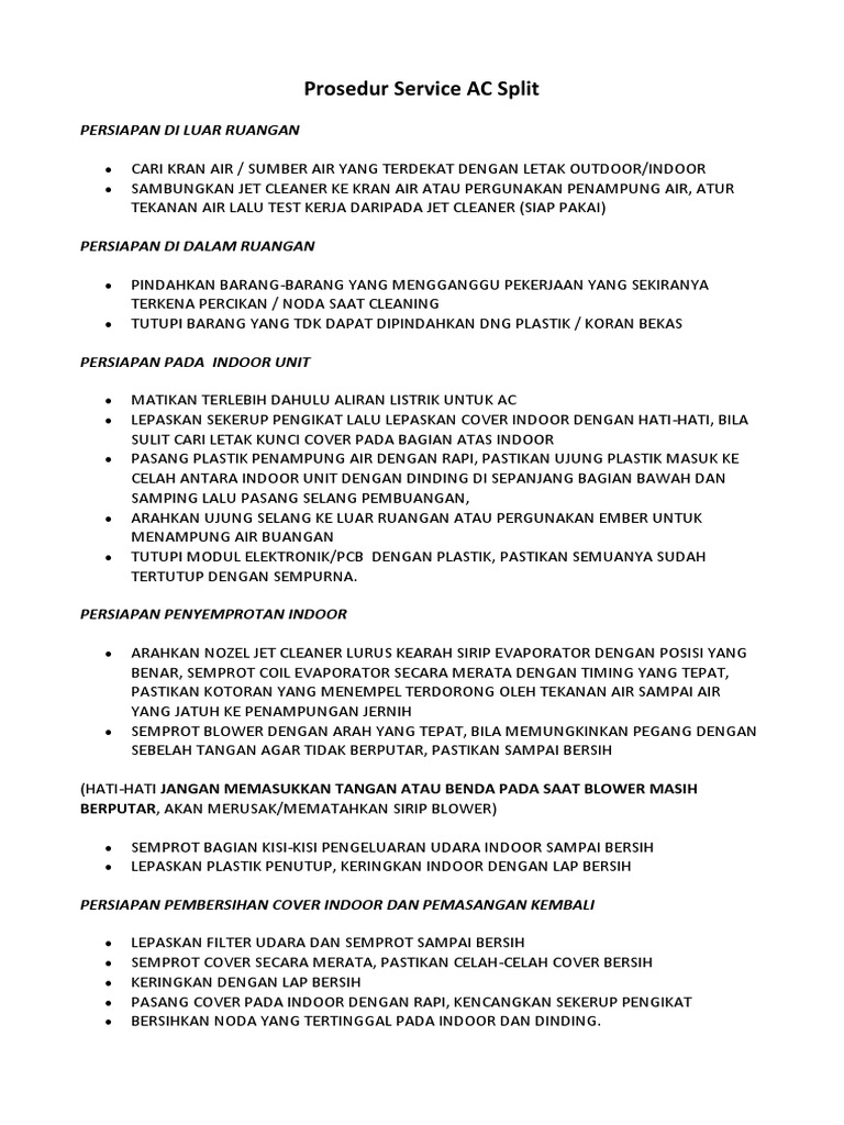 Prosedur Service AC | PDF