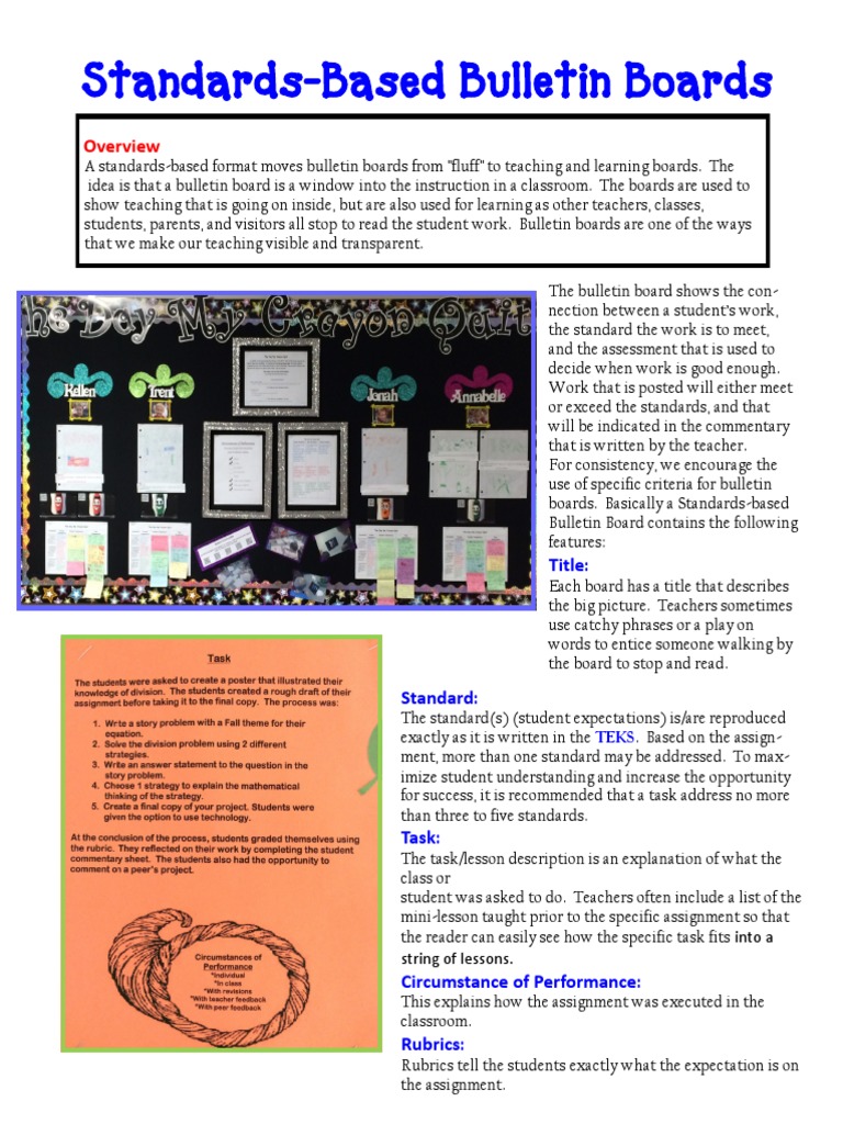 Standards-Based Bulletin Boards Overview1 | PDF | Rubric (Academic ...