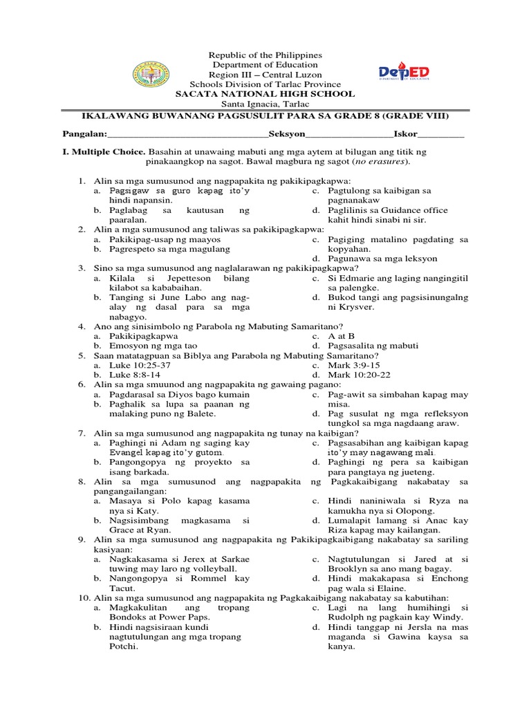 Ikalawang Markahang EXAM New | PDF