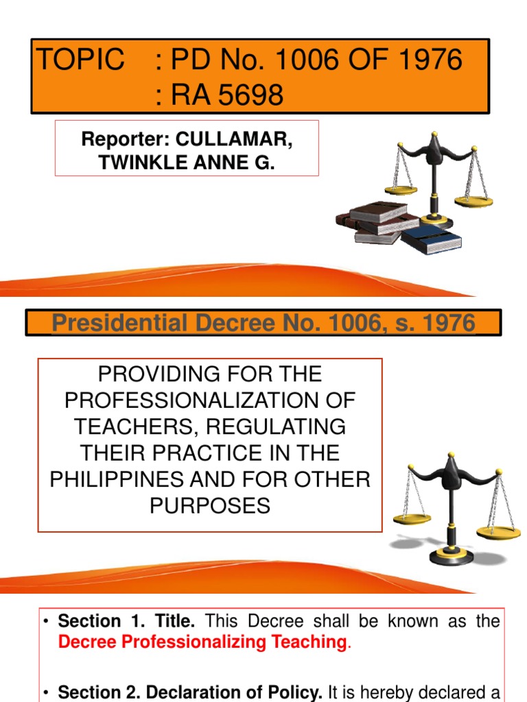 Professionalizing Teaching: Presidential Decree No. 1006 Establishes ...