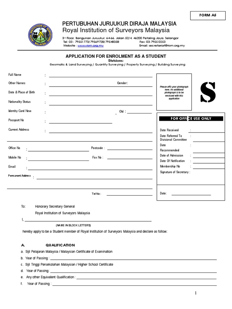 Form - A5 - Student - REVISED PS 09012018 PDF | PDF | Educational ...