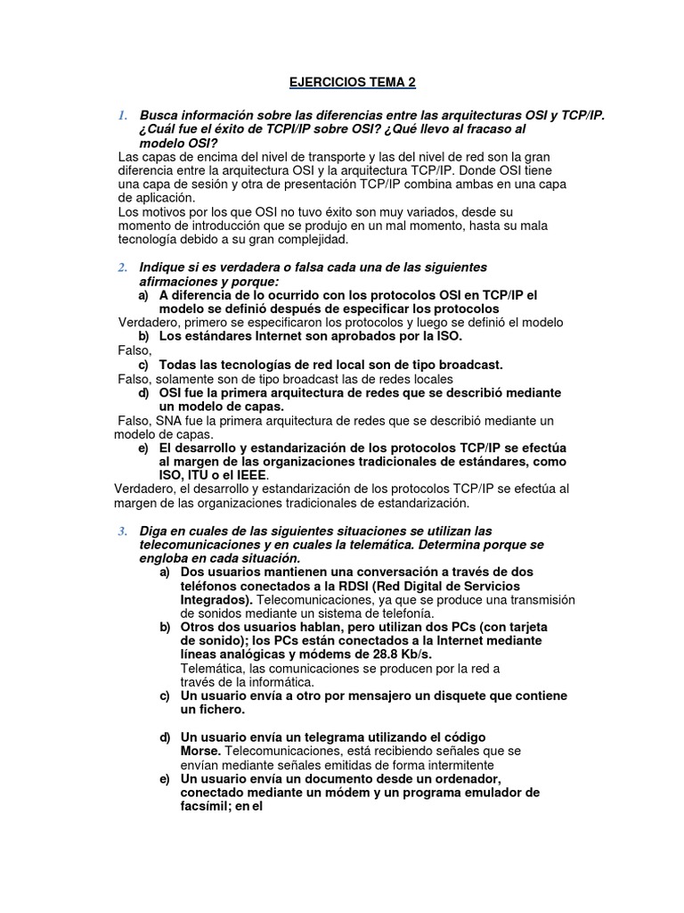 Ejercicios TCP Ip | PDF | Modelo osi | Protocolos de internet
