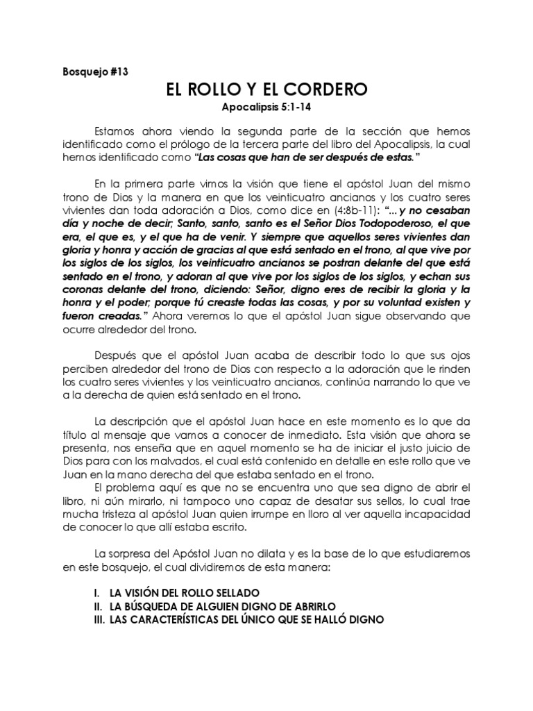 130505-1 El Rollo y El Cordero | PDF | Libro de revelación | Juan el ...