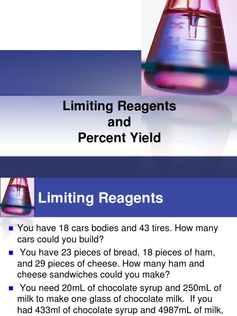 Limiting Reagents and Percent Yield | PDF | Chemical Reactions | Sulfur
