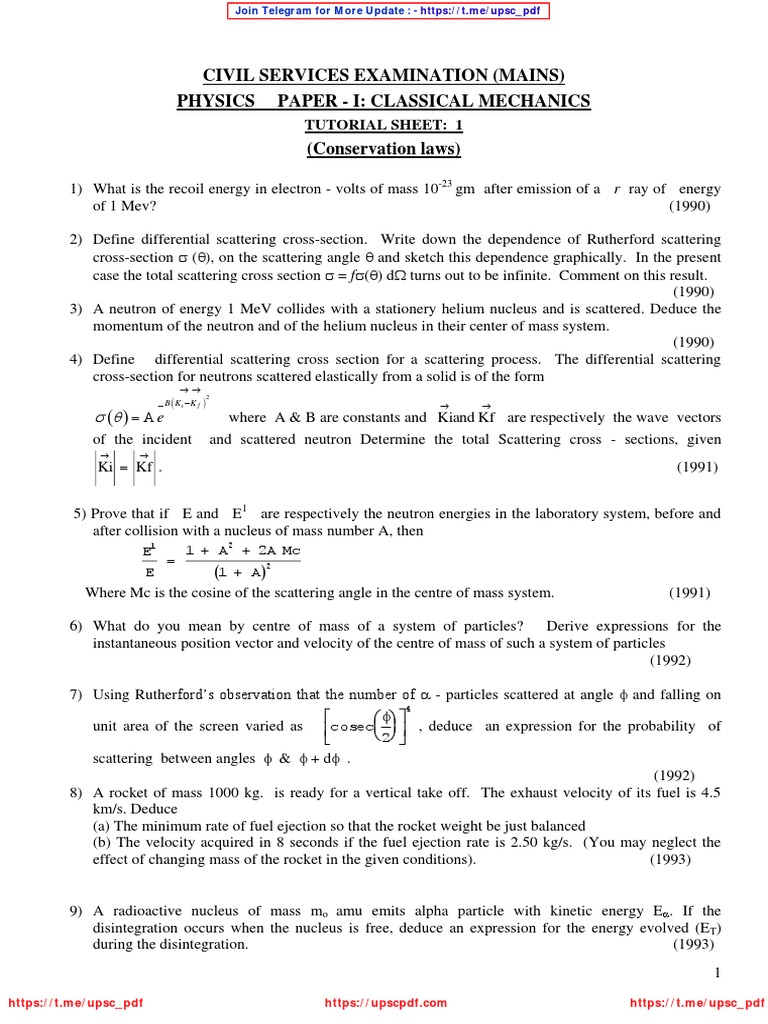 Physics Paper-1 CSE Questions (Upscpdf - Com) | PDF | Waves | Lagrangian Mechanics